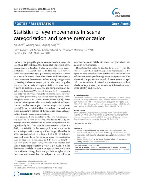 Pdf Statistics Of Eye Movements In Scene Categorization And Scene