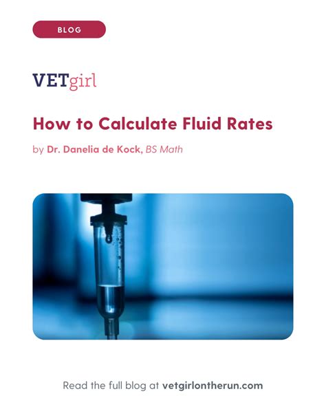 Vetgirl 📖 How To Calculate Fluid Rates With Dr Danelia De Kock 🐾💧 In This Blog Dr Danelia