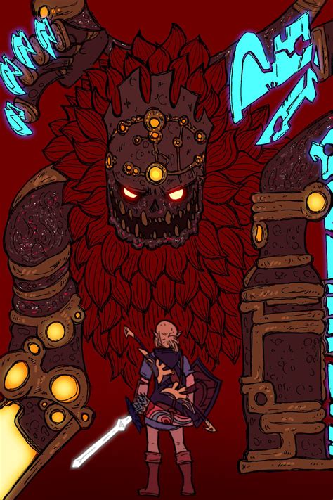 Legend Of Zelda Breath Of The Wild Art Boss Battle Link Vs Calamity