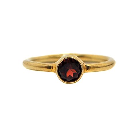 Garnet Round Faceted Gold Vermeil Ring The Fossil Cartel