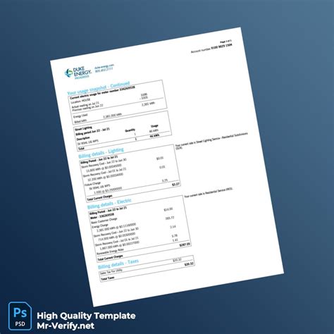 Usa Duke Energy Editable Electricity Bill Template In Word And Pdf Formats 3 Page