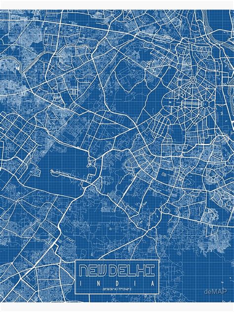New Delhi City Map Of India Blueprint Poster By DeMAP Redbubble Berlin City Berlin Wall