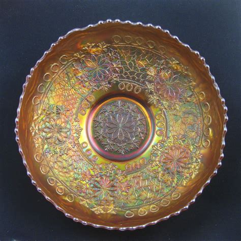Antique Fenton Marigold Leaf Chain Carnival Glass Ice Cream Bowl Carnival Glass