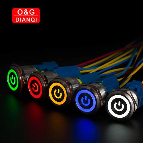 Pcs Lot Mm Waterproof Metal Push Button Swich Led Light Self Locking Momentary Push Switch