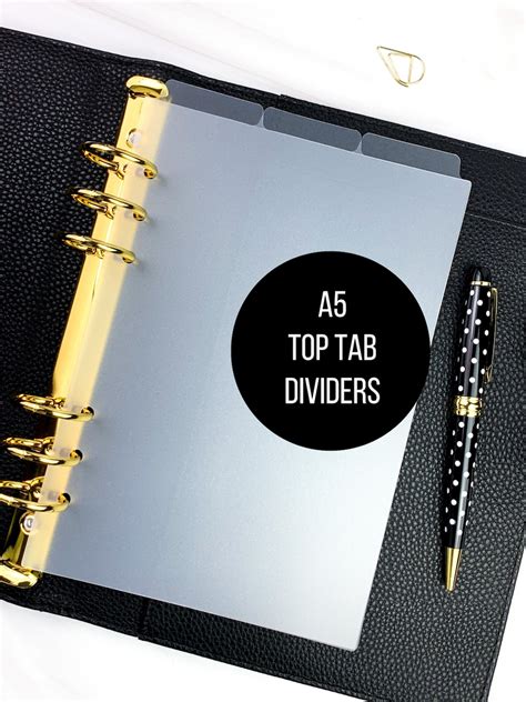 A5 Top Tab Planner Dividers 3 Tab Frosted A5 Divider 6 Ring