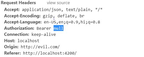 Javascript Authorization Token Getting Sent As Null In The Response