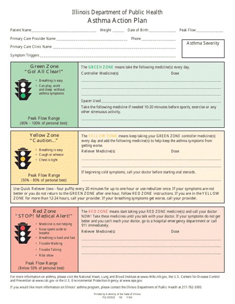 Asthma Action Plan Templates Pdf Download Fill And Print For Free