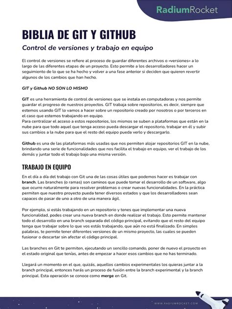 Biblia De Git Y Github Pdf Control De Versiones Computación En La Nube