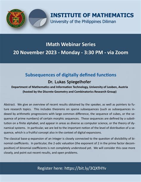 Imath Webinar Series University Of The Philippines Diliman
