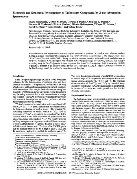 Pdf Electronic And Structural Investigations Of Technetium Compounds