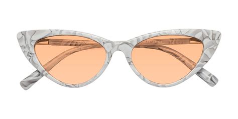 White Floral Retro Vintage Acetate Cat Eye Tinted Sunglasses With Light