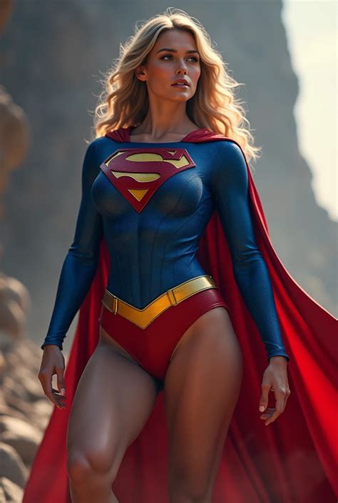 Insanely Sexy Ripped Muscular Busty Boobs Supergirl Wearing The