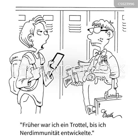 Cartoons Und Karikaturen Mit Schul Nerd