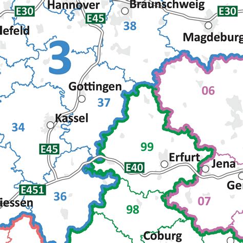 2 Cijferige Postcodekaart Duitsland Landkaarten Duitsland Vector Map
