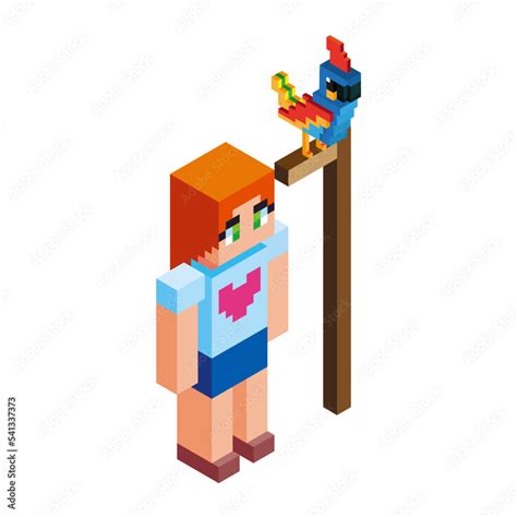 Isolated Girl Parrot Minecraft Vector Illustration Stock Vector Adobe Stock
