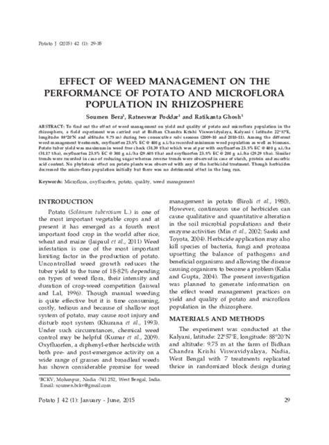 Pdf Effect Of Weed Management