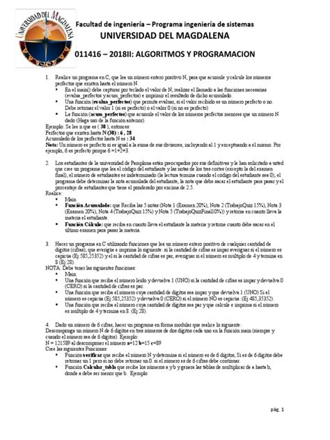 Algoritmos Y Programacion Taller De Funciones Pdf Función Matemáticas Programación De