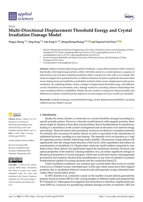 Pdf Multi Directional Displacement Threshold Energy And Crystal