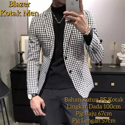 Jual Melly81 Blazer Pria Kotak Men Jas Cowok Baju Pakaian Hem Kasual Fashion Laki Dewasa Keren
