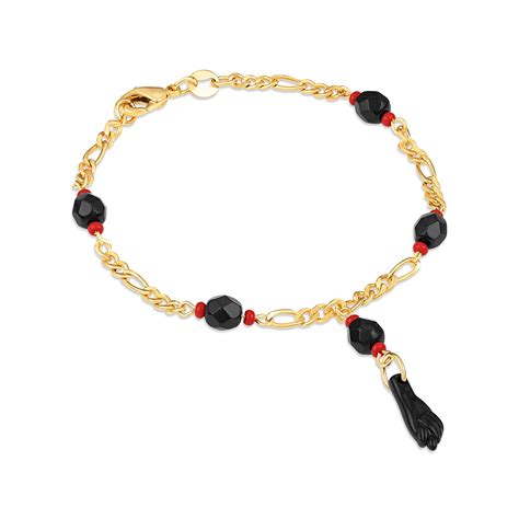 Barzel 18k Gold Plated Azabache Bracelet Made In Brazil