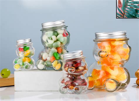 Cookie Candy Wish Star Storage 5oz Decorative Bear Shaped Clear Glass