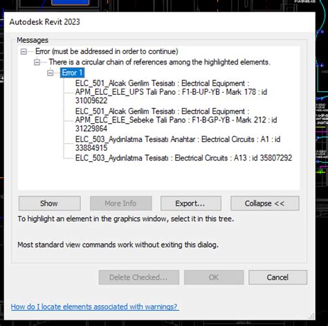 There Is A Circular Chain Of References Among The Highlighted Elements Problems Autodesk