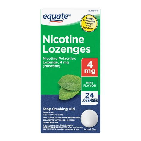 Equate Nicotine Polacrilex Lozenges 4 Mg Mint Flavor 24 Count