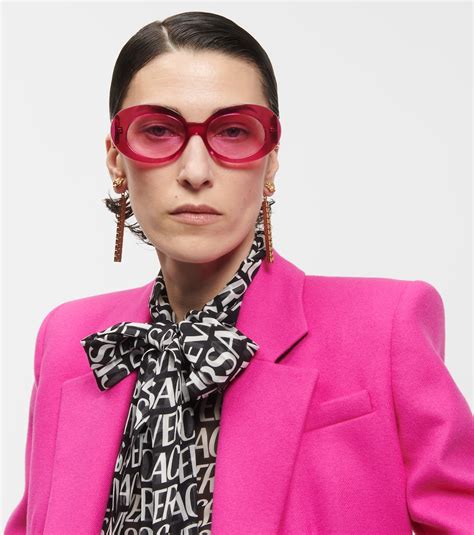 Embellished Round Sunglasses In Pink Versace Mytheresa