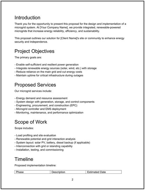 Micro Grid Design And Implementation Proposal Free Template