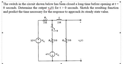 Solved The Switch In The Circuit Shown Below Has Been Closed