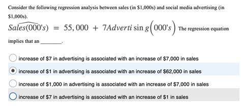 Solved Consider The Following Regression Analysis Between