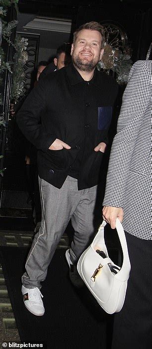 James Corden And Julia Carey Leave Scotts Restaurant With Richard