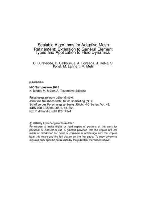 Pdf Scalable Algorithms For Adaptive Mesh Refinement Extension To General Element Types And