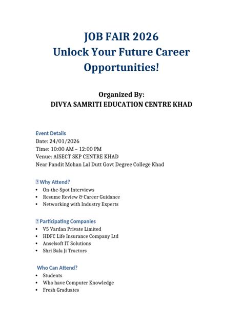 Job Fair 2026 Pamphlet Pdf