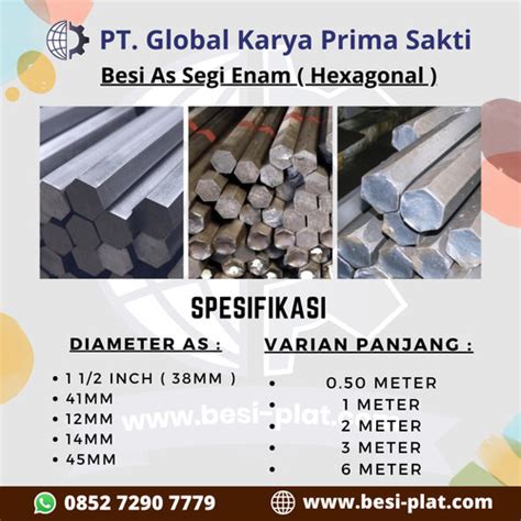 Jual Besi As Segi Enam As Hexagonal Diameter 45mm X 6 Meter Kota Tangerang Global Karya