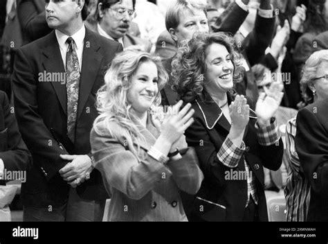 Labour Leader John Smith S Daughters Jane And Sarah Applauding Their Father At The Labour Party
