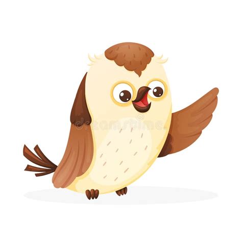 Cute Wise Owl Vector Isolated Cartoon Bird Illustration Stock Vector