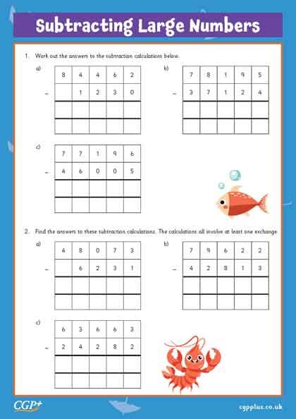 Subtracting Large Numbers Year 5 Cgp Plus