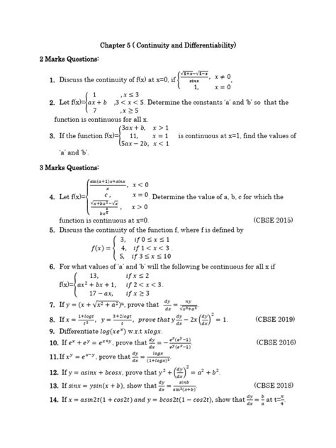 Continuity And Differentiability Analysis Pdf Calculus