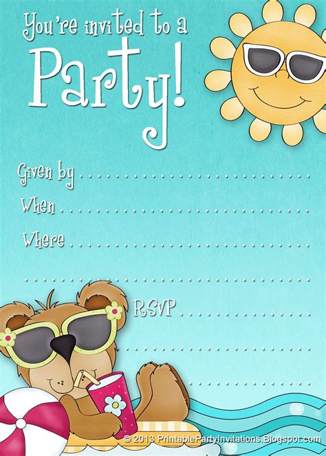 Free Printable Summer Party Invitation