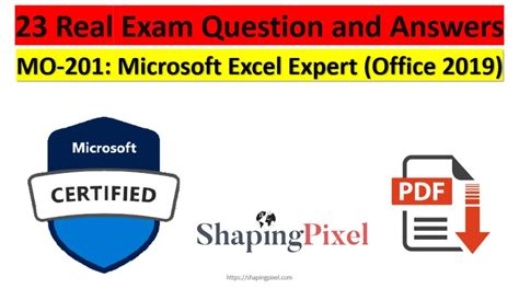 Mo 201 Microsoft Office Specialist Microsoft Excel Expert Office 2019
