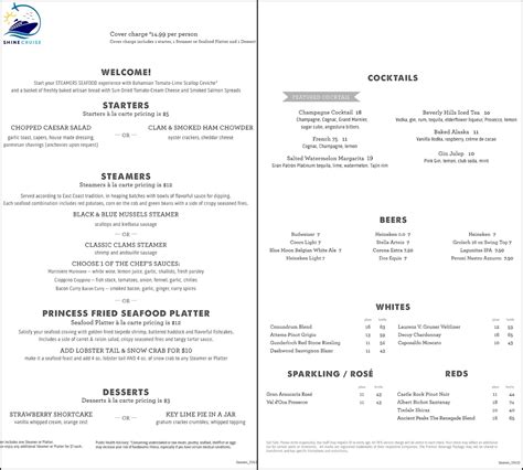Princess Casual Dining Menus 2025 For All Ships