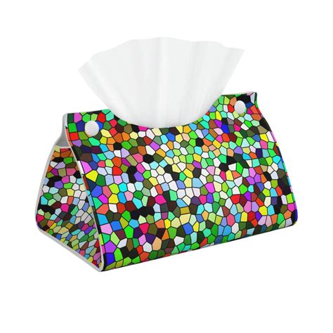 Salouo Colorful Tie Dye Stained Glass Pattern Long Tissue Box Cover