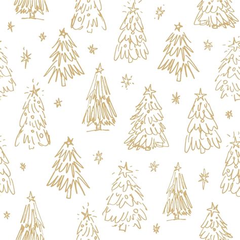 Premium Vector Sketched Christmas Trees Decorative Vector Seamless