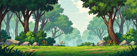 Design 2d Forest Game Background For Application Concept Forest Nature