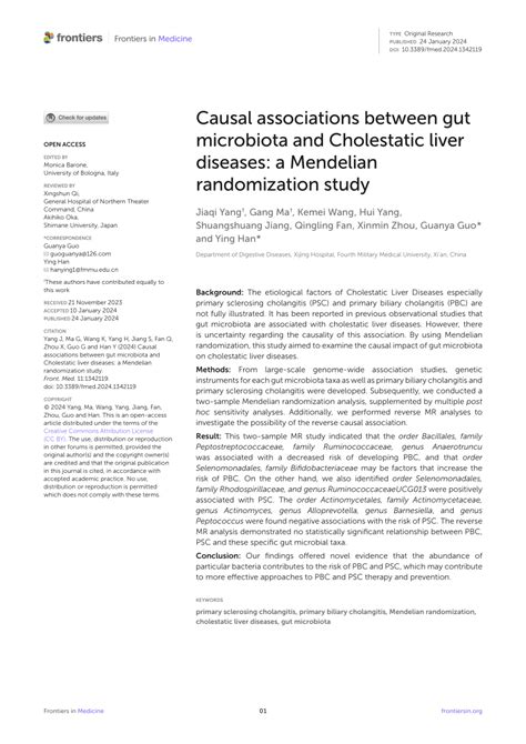 Pdf Causal Associations Between Gut Microbiota And Cholestatic Liver