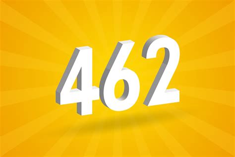 3d 462 Number Font Alphabet White 3d Number 462 With Yellow Background