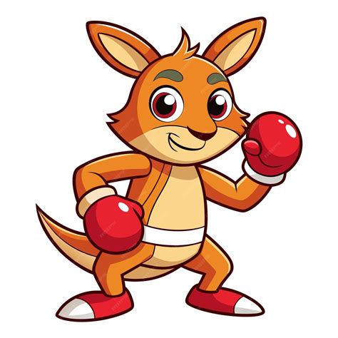 Cute Kangaroo Boxing Cartoon Premium Ai Generated Vector