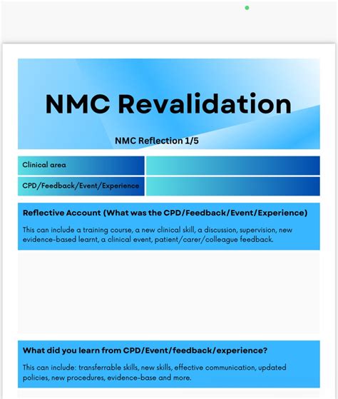 Nmc Revalidation 5 Reflective Blank Template Accounts Etsy