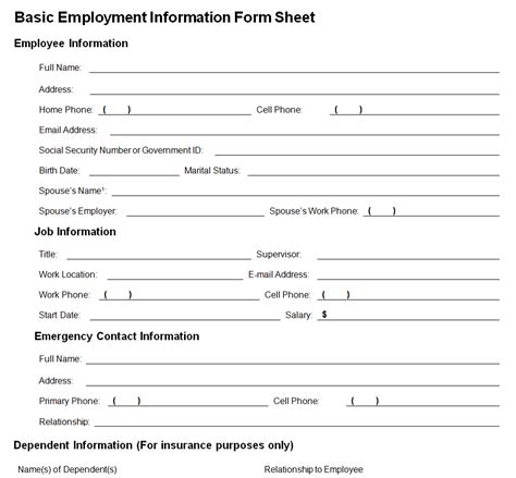 24 Editable Employee Information Form Templates Word